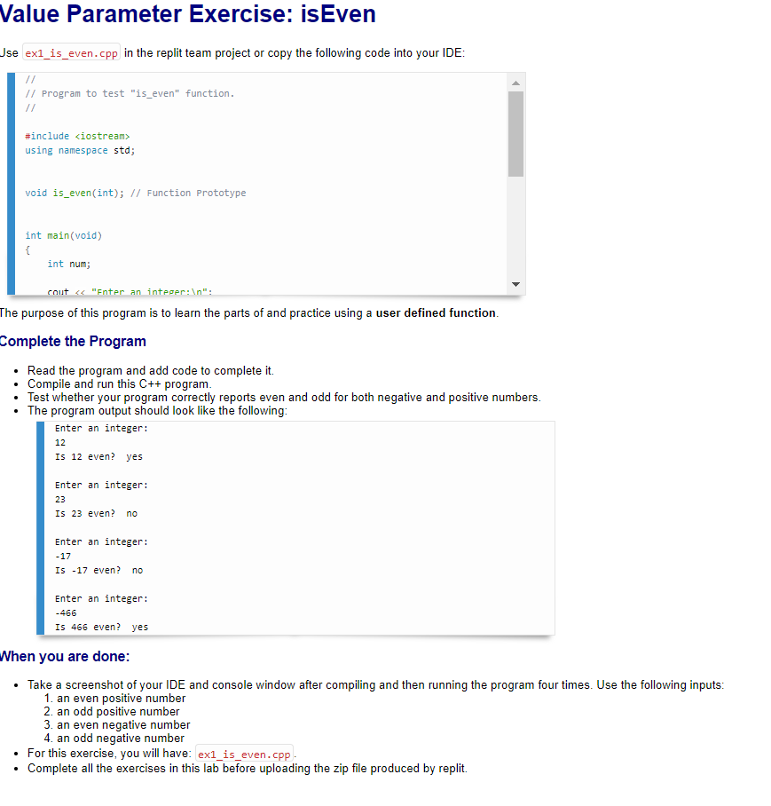 Solved // // Program to test "is_even" function. // | Chegg.com
