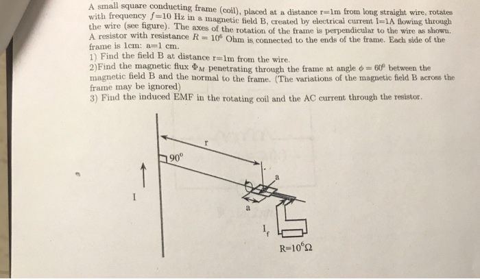 Solved A small square conducting frame (coil), placed at a | Chegg.com
