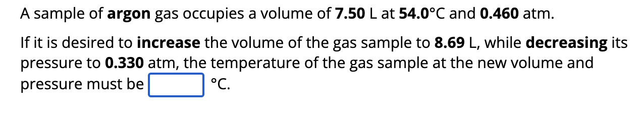 Solved A sample of argon gas occupies a volume of 7.50 L at | Chegg.com