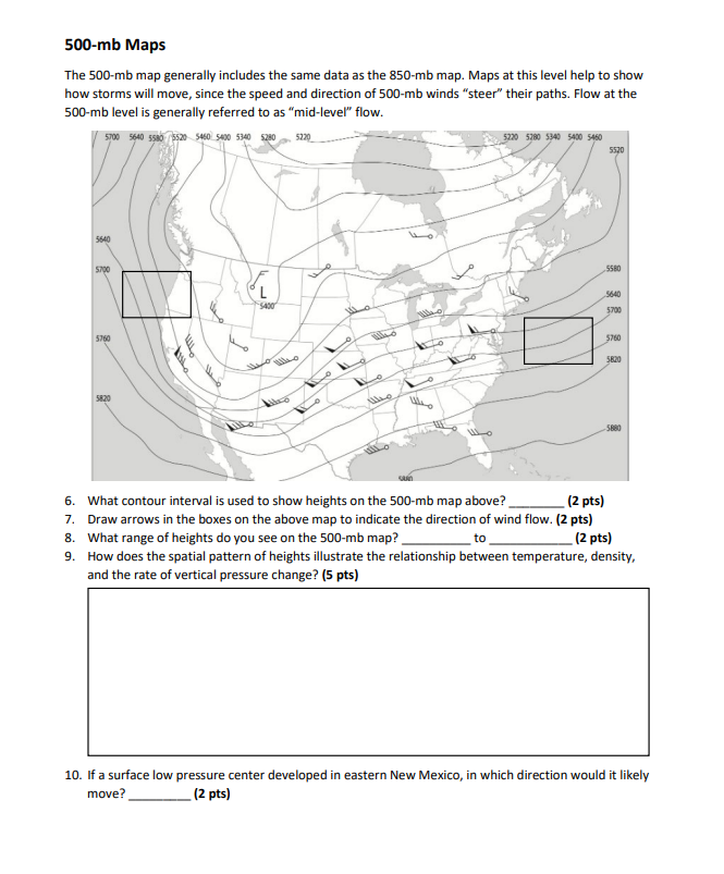 Solved 500-mb Maps The 500-mb map generally includes the | Chegg.com