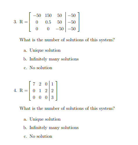 Solved Question 3. Determine the number of solutions of the | Chegg.com