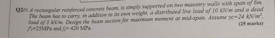 Solved Q2//: A rectangular reinforced concrete beam, is | Chegg.com