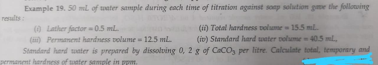 Solved Example 19. 50 mL of water sample during each time of | Chegg.com