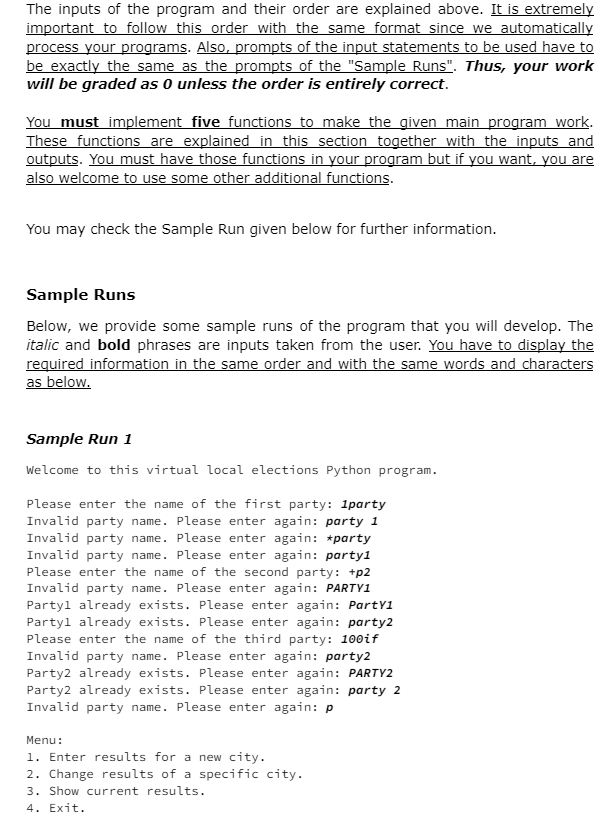 Solved PLEASE CREATE THE FUNCTIONS AT THE END OF THE | Chegg.com