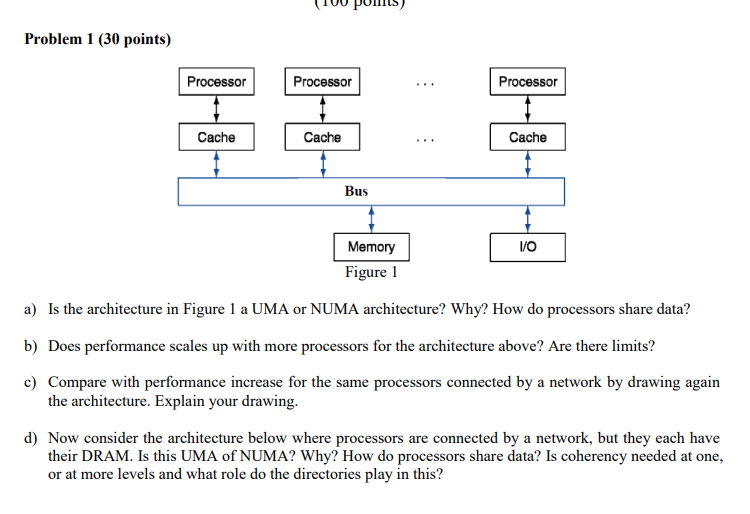 Solved Problem 1 (30 points) Processor Processor Processor | Chegg.com