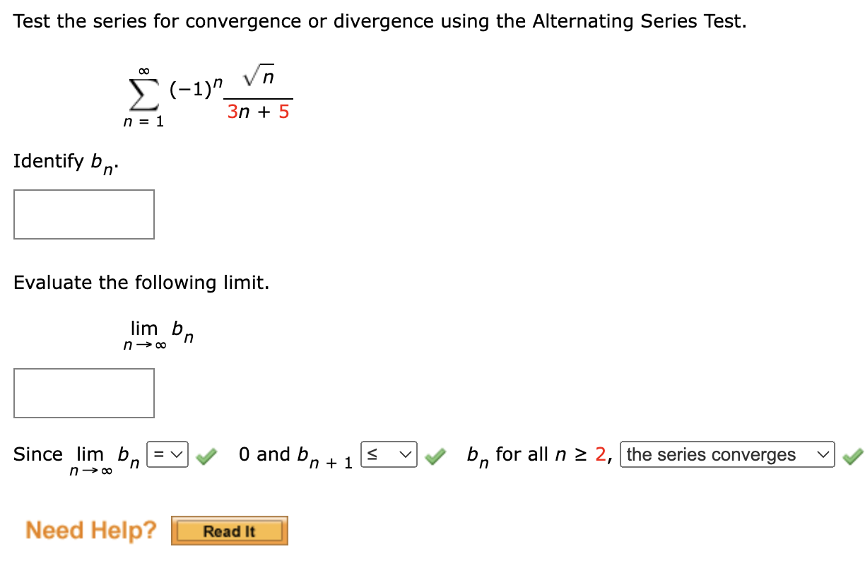 Solved Test the series for convergence or divergence using | Chegg.com
