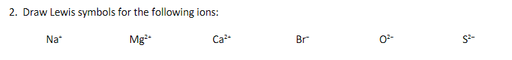 Solved 2. Draw Lewis symbols for the following ions: Na+ | Chegg.com