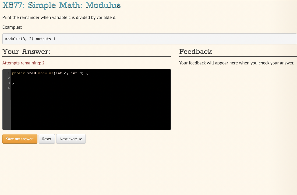 Solved X577: Simple Math: Modulus Print the remainder when | Chegg.com