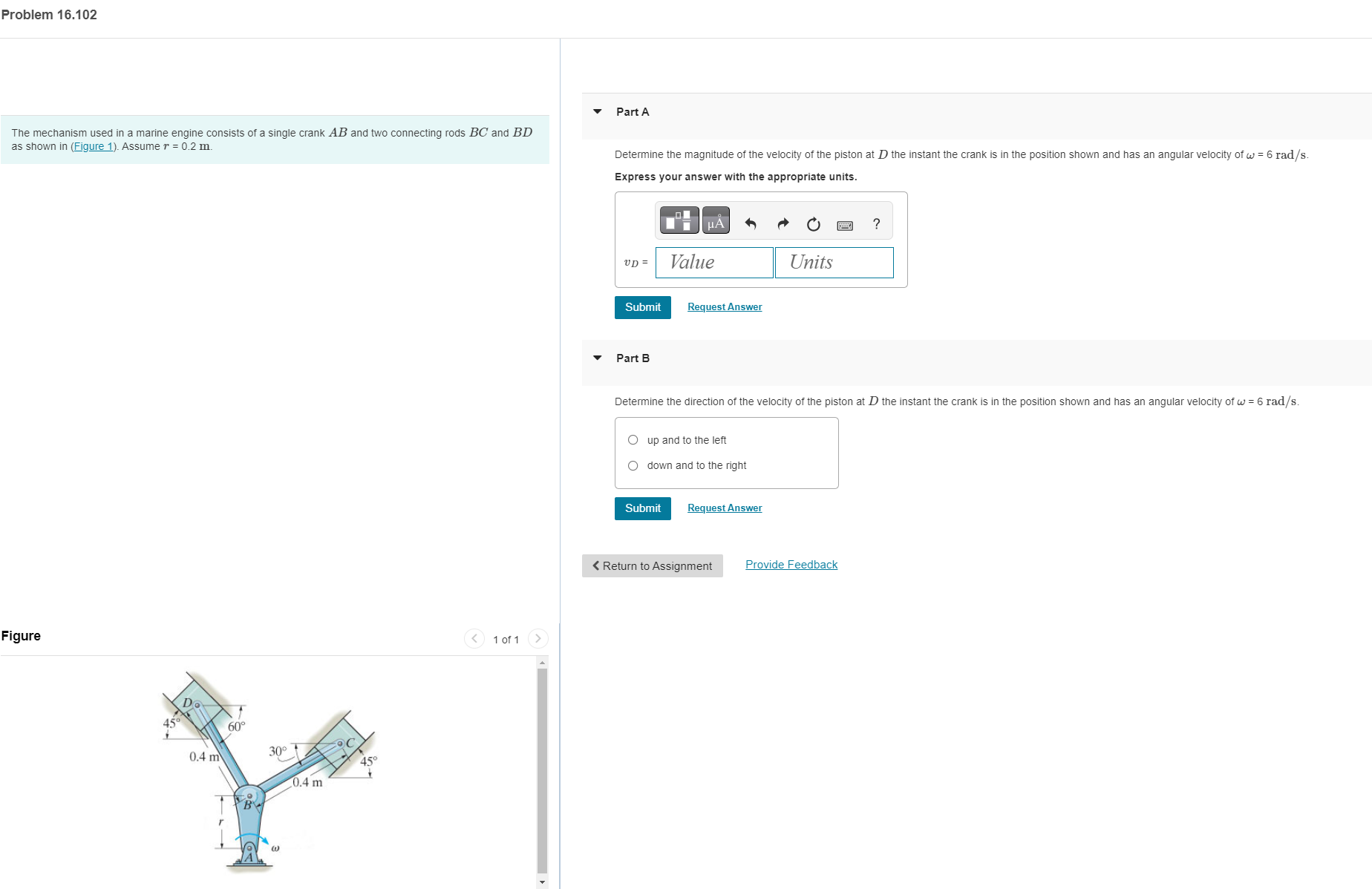Solved The mechanism used in a marine engine consists of a | Chegg.com