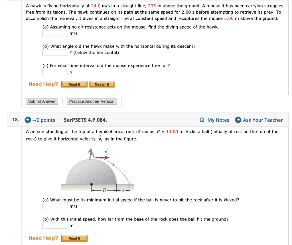Solved A hawk is flying horizontally at 24.0 m/s in a | Chegg.com