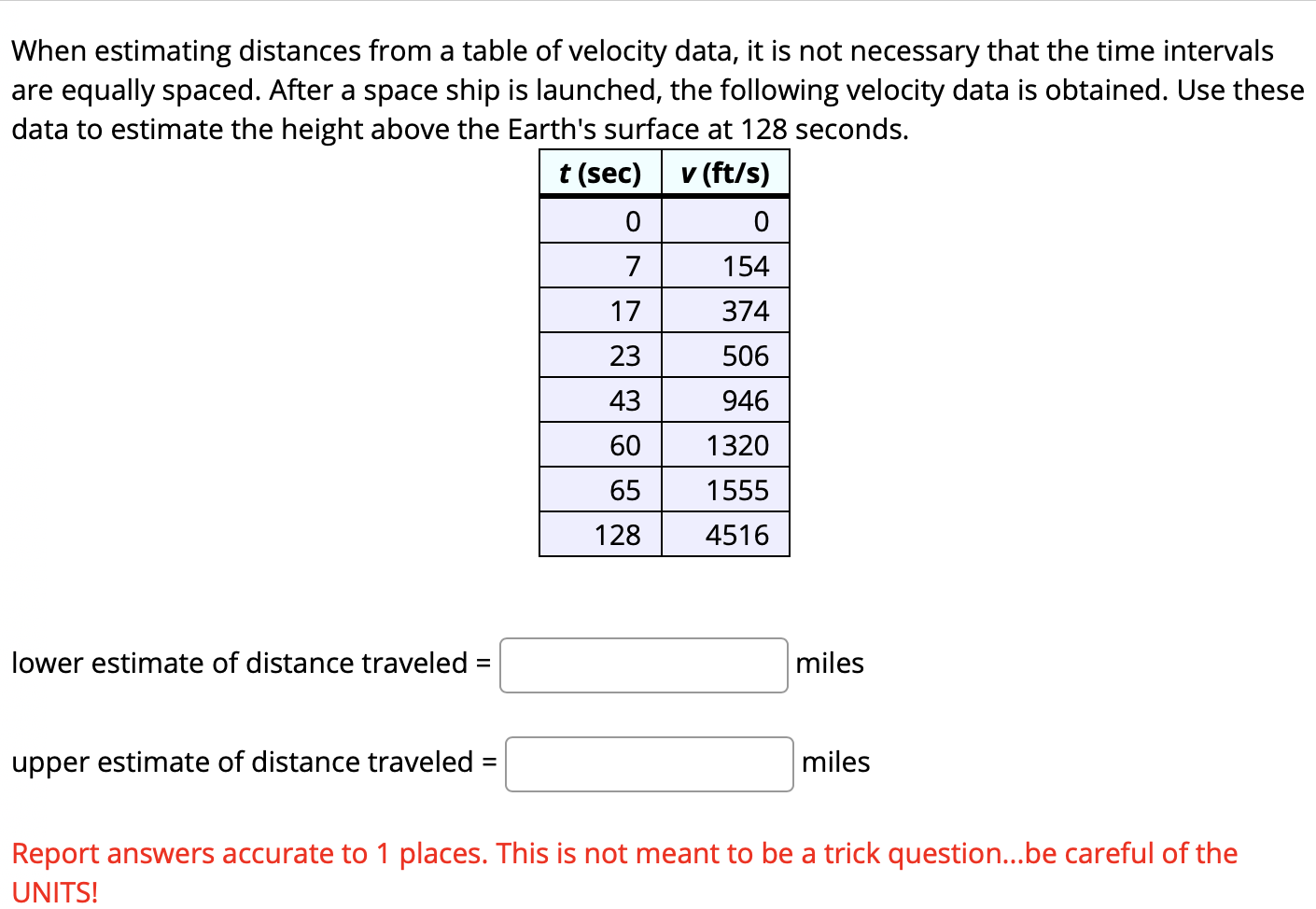 Solved When estimating distances from a table of velocity | Chegg.com