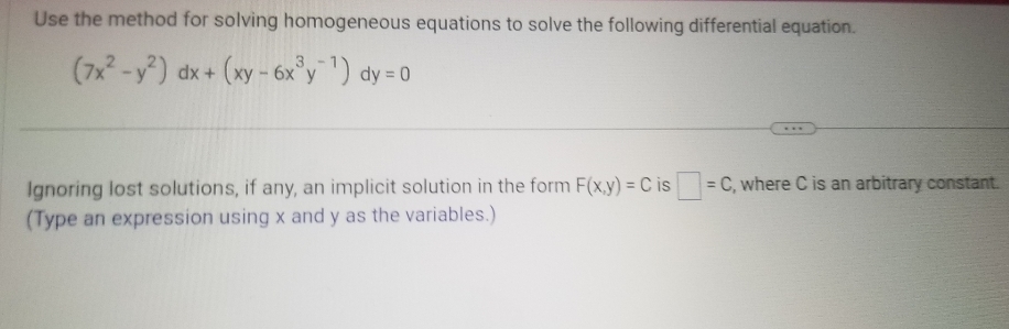 Solved Use the method for solving homogeneous equations to | Chegg.com