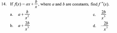Solved If f(x)=ax+bx, ﻿where a and b ﻿are constants, find | Chegg.com