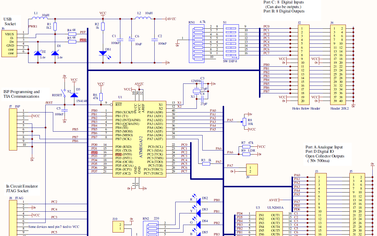 Solved Given the pinout of the ATmega32A microcontroller | Chegg.com