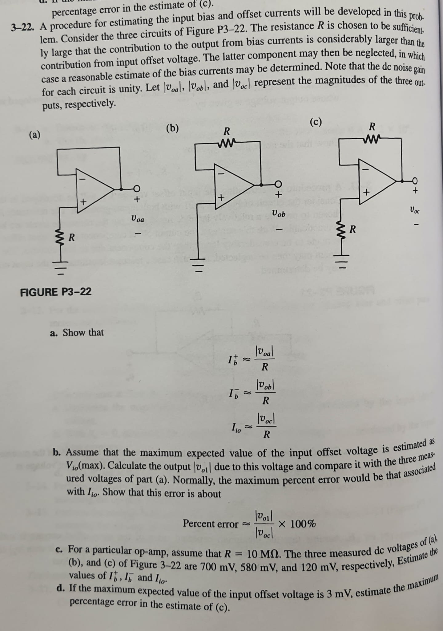 Solved 3-22. A procedure for estimating the input bias and | Chegg.com