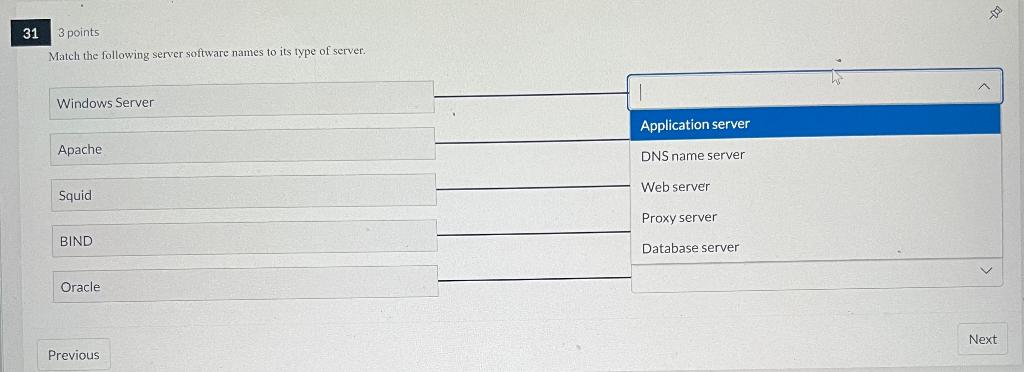 Solved Match the following server software names to its type | Chegg.com