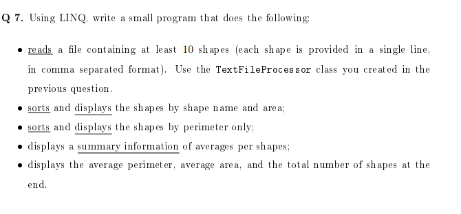 Solved Q 7 Using Linq Write A Small Program That Does The 