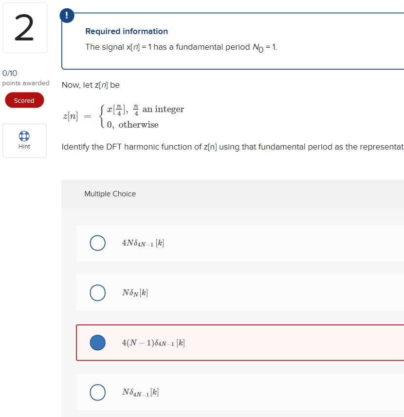 Solved Required information The signal x[n]=1 has a | Chegg.com