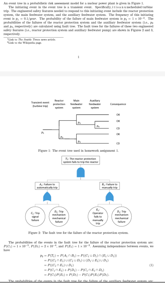 Solved An event tree in a probabilistic risk assessment | Chegg.com
