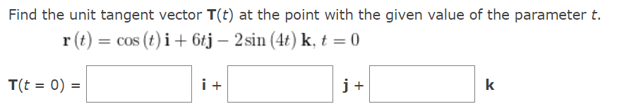 Solved Find the unit tangent vector T(t) at the point with | Chegg.com