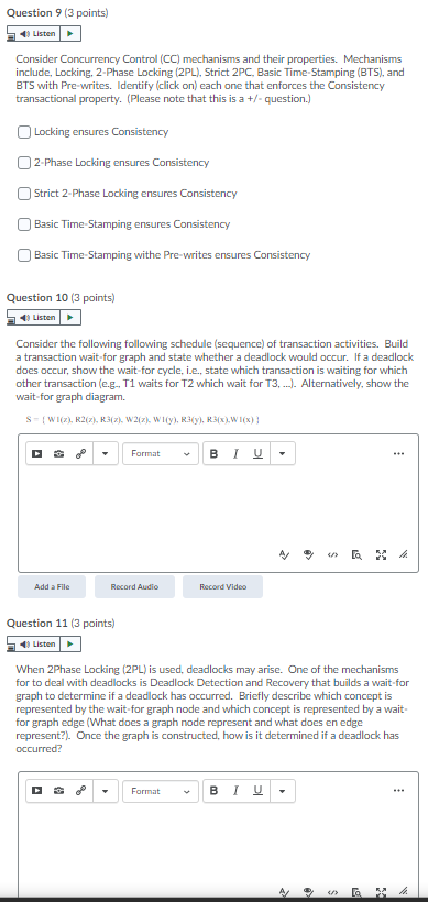 Solved Question 9 (3 points) Listen Consider Concurrency | Chegg.com