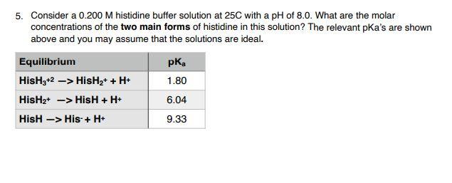 Solved 5. Consider a 0.200 M histidine buffer solution at | Chegg.com