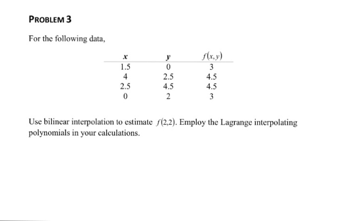 Solved PROBLEM 3 For the following data, (x.y) .r 1.5 2.5 | Chegg.com