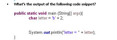 Solved - What's the output of the following code snippet? | Chegg.com