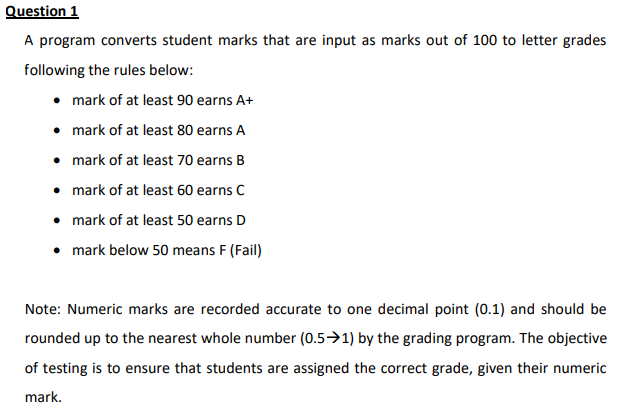 Solved Question 1 A program converts student marks that are | Chegg.com