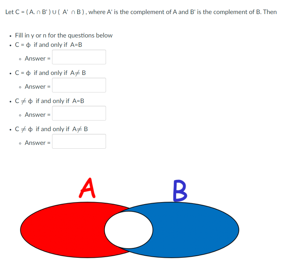 Solved Let C = ( A. B')U(AB), where A' is the complement of | Chegg.com