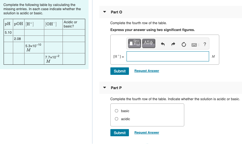 Solved Part A Complete the following table by calculating | Chegg.com