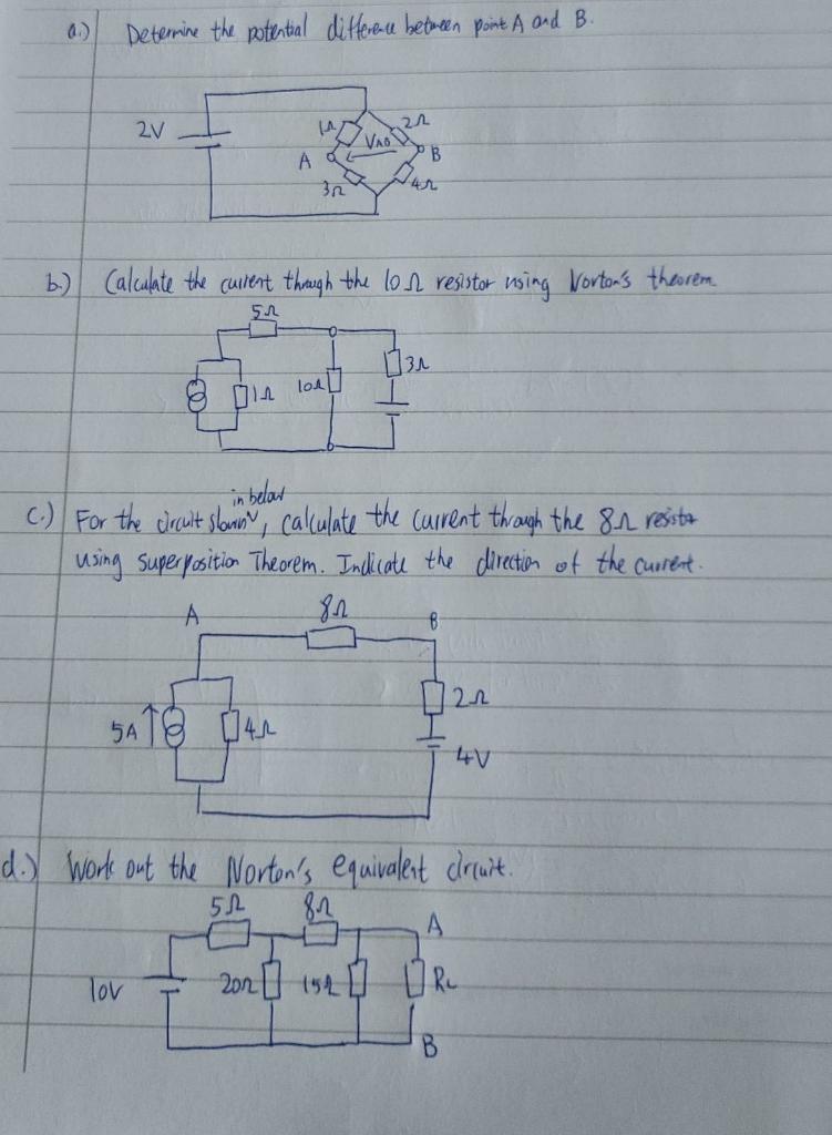 Solved Determine the potential difference between point A | Chegg.com