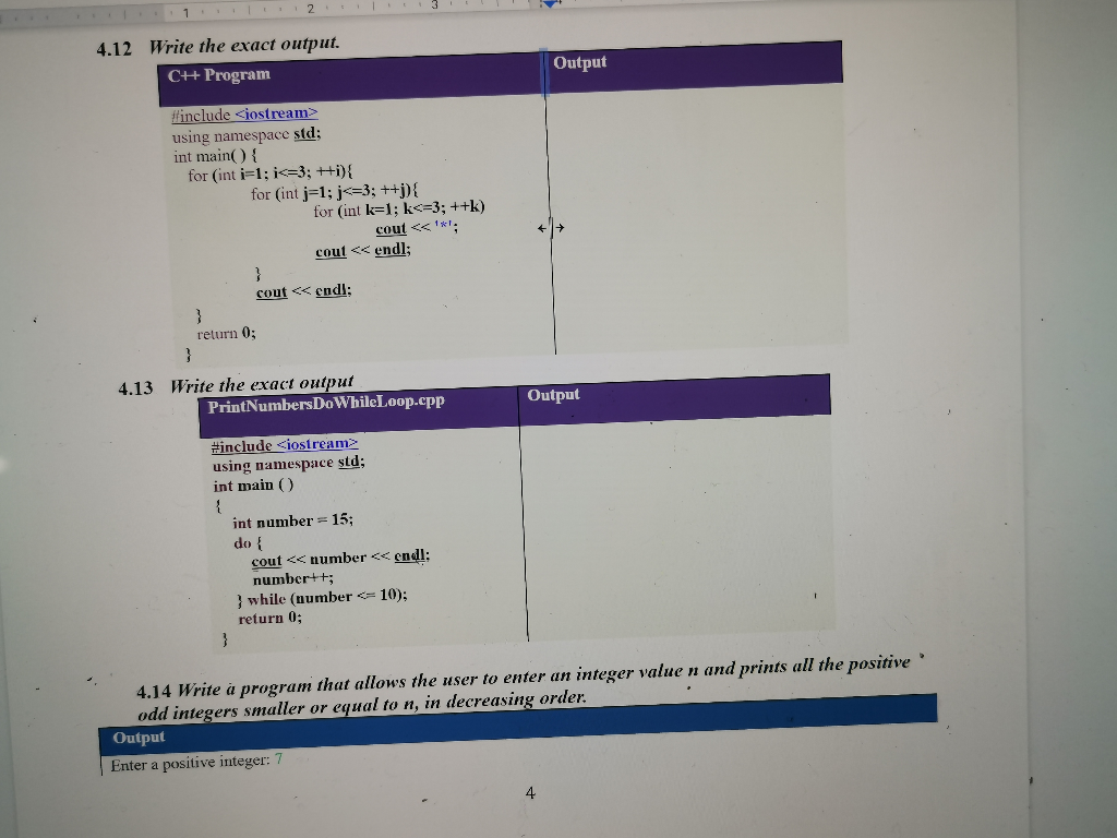 Solved 2 4.12 Write the exact output. CH Program Output | Chegg.com