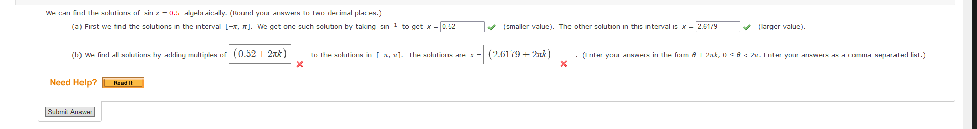 Solved We can find the solutions of sinx=0.5 algebraically. | Chegg.com
