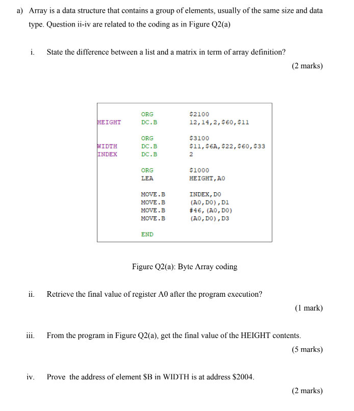 Solved a) Array is a data structure that contains a group of | Chegg.com