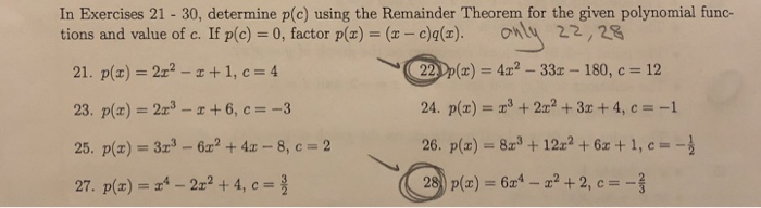 Solved In Exercises 21 -30, determine p(c) using the | Chegg.com