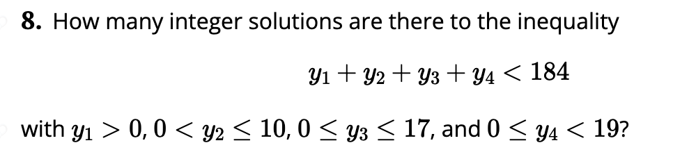 Solved How many integer solutions are there to the | Chegg.com