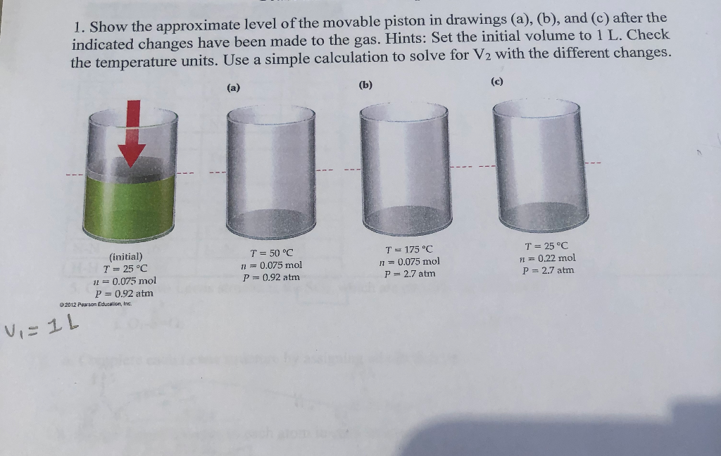 Solved 1. Show the approximate level of the movable piston | Chegg.com