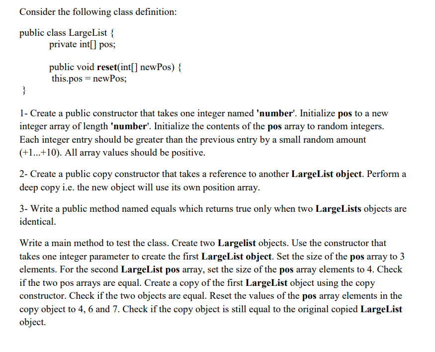 Solved Consider the following class definition: public class | Chegg.com
