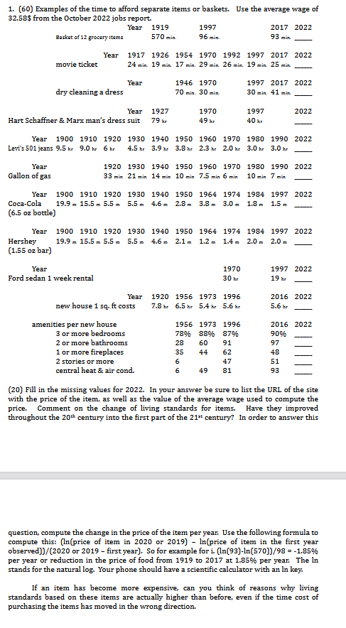 1. (60) Examples of the time to afford separate items | Chegg.com