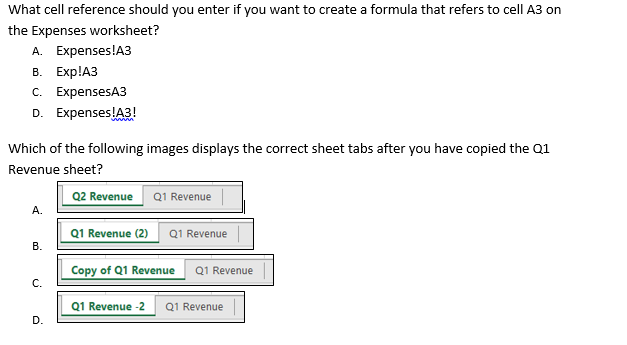Solved What cell reference should you enter if you want to | Chegg.com
