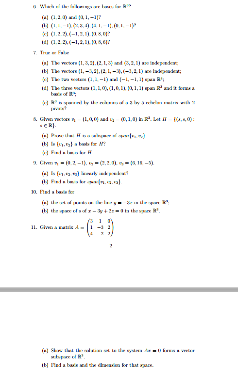 Solved Which of the followings are bases for R3 ?(a) (1,2,0) | Chegg.com