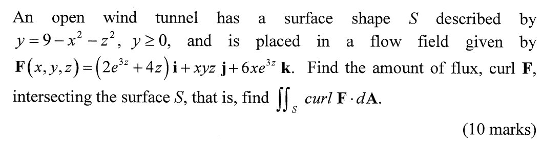 Solved An open wind tunnel has a surface shape S described | Chegg.com