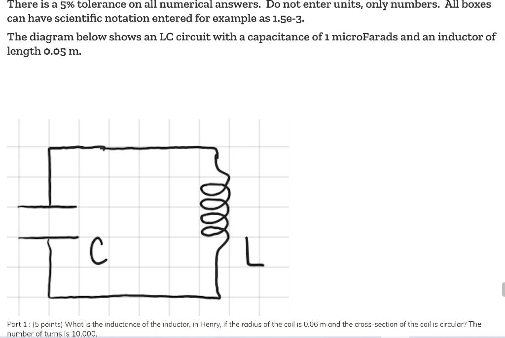 Solved Part 1 : (5 points) What is the inductance of the | Chegg.com
