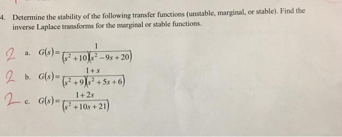 Solved Determine the stability of the following transfer | Chegg.com
