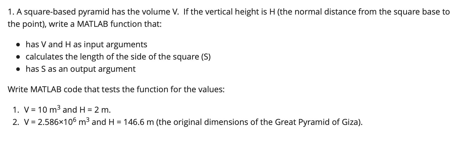Solved 1. A square-based pyramid has the volume V. If the | Chegg.com