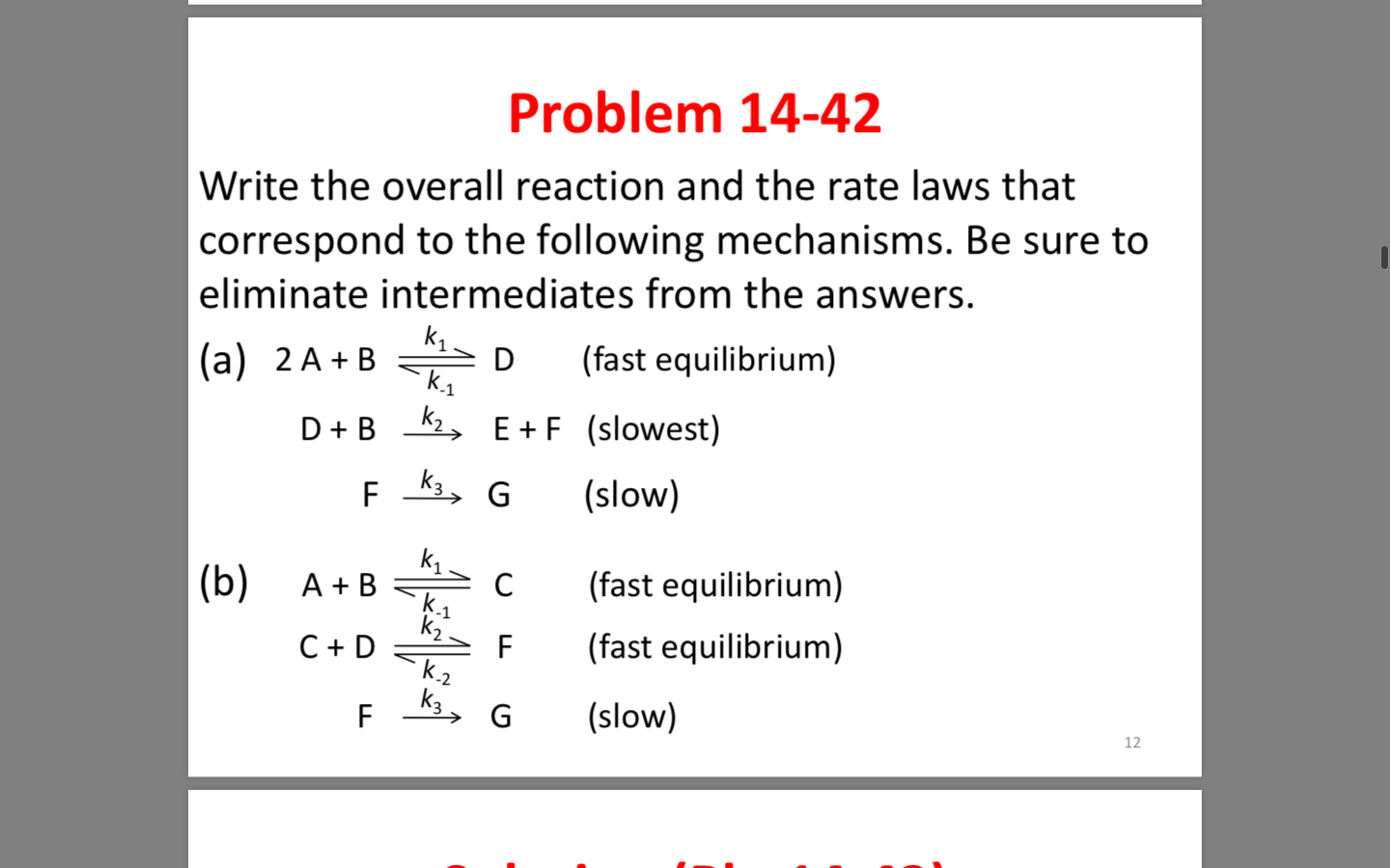 Solved Problem 14-42 Write the overall reaction and the rate | Chegg.com