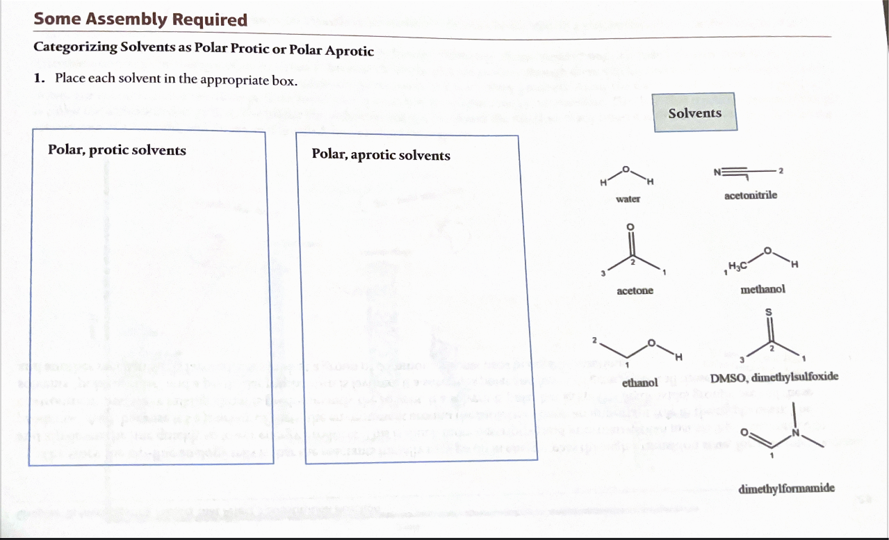 Solved Some Assembly Required Categorizing Solvents as Polar | Chegg.com