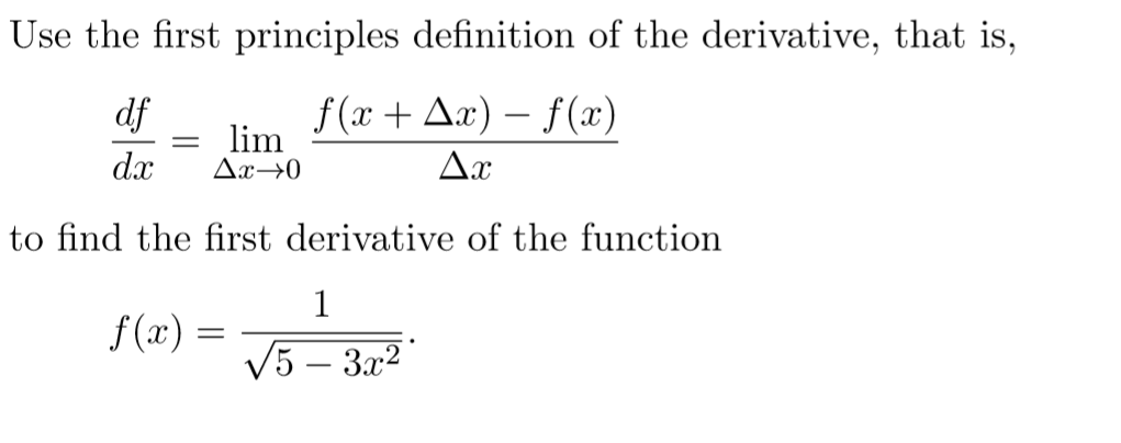 Solved Use the first principles definition of the | Chegg.com