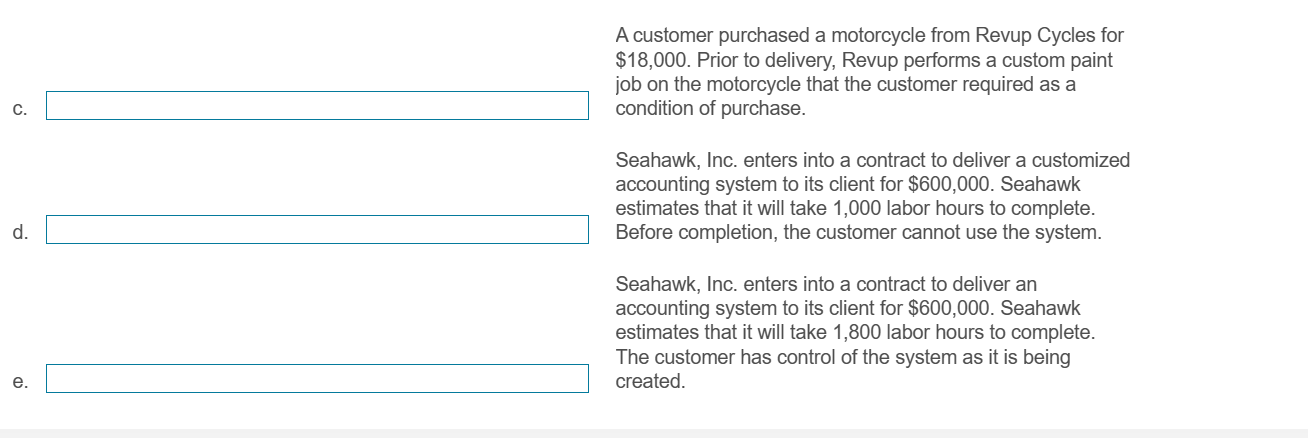 Solved For each scenario, determine when to recognize | Chegg.com